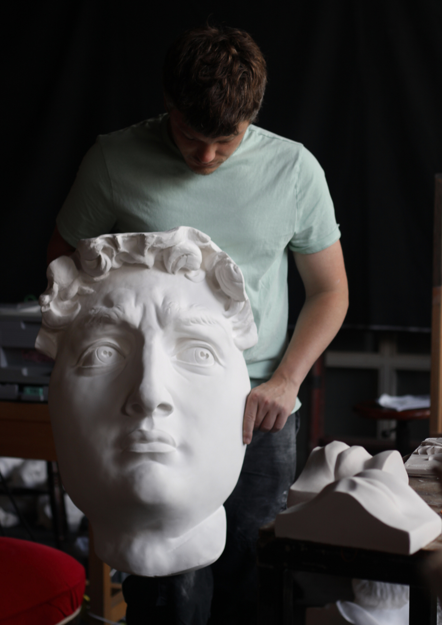 Life-Size Plaster Mask of David Wall Sculpture – Nicholas H Wood